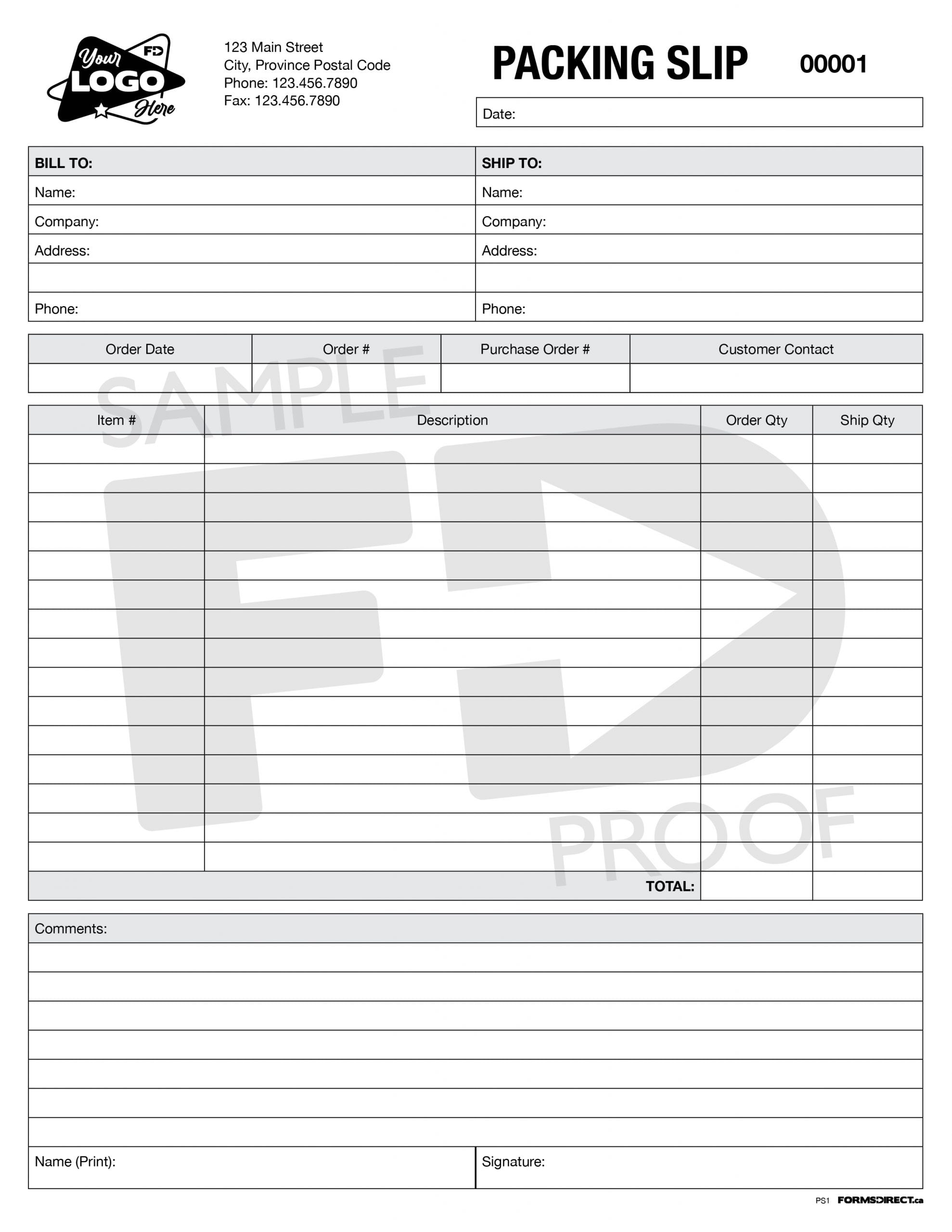 Packing Slip | PS1 Customizable Form Template | Forms Direct