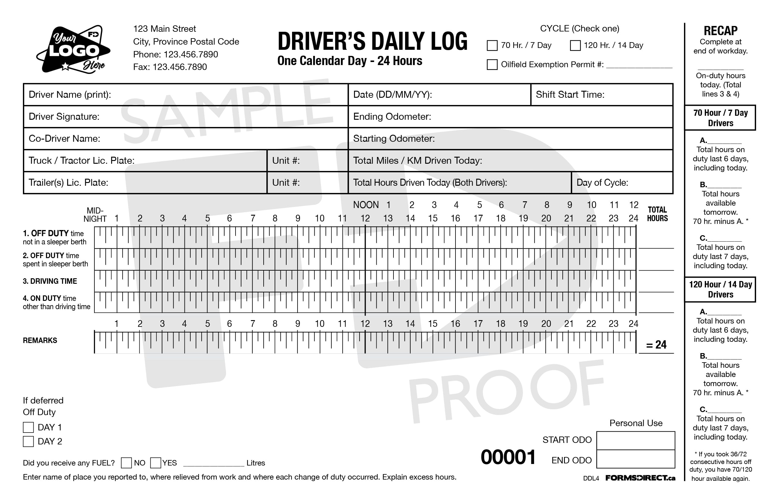 Driver's Daily Log | DDL4 Carbonless Form Template | Forms Direct