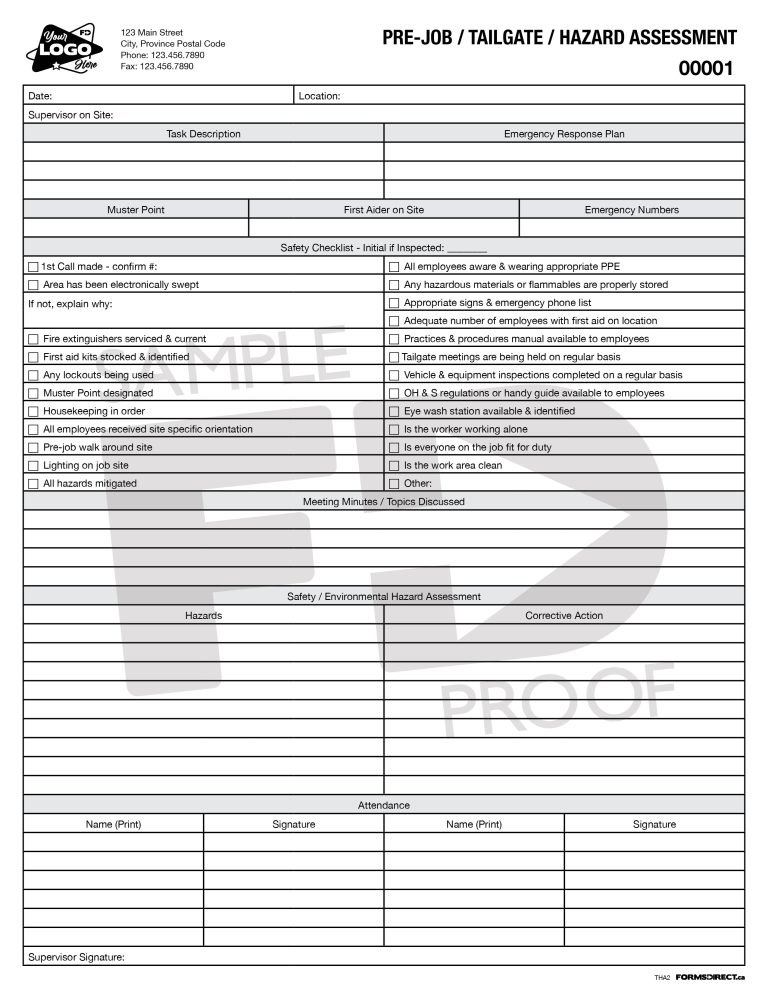 Field Level Hazard Assessment | FLHA1 Custom Form | Forms Direct