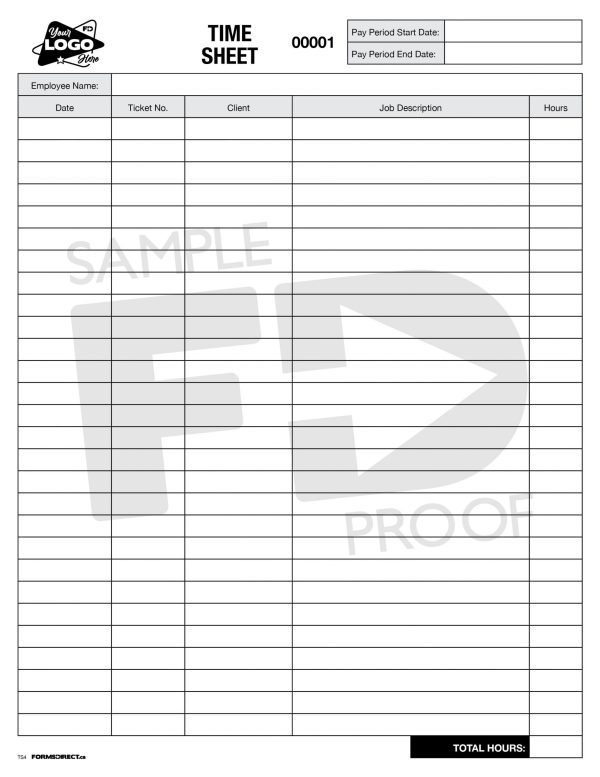 Time Sheet | TS4 Custom Labour Record Template | Forms Direct
