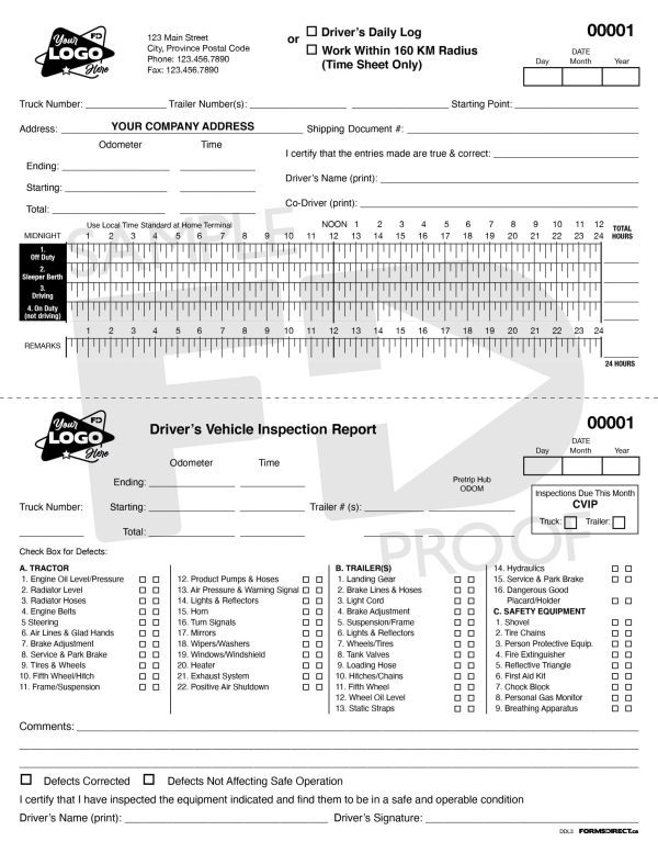 Driver's Daily Log | DDL3 Customizable NCR Form | Forms Direct