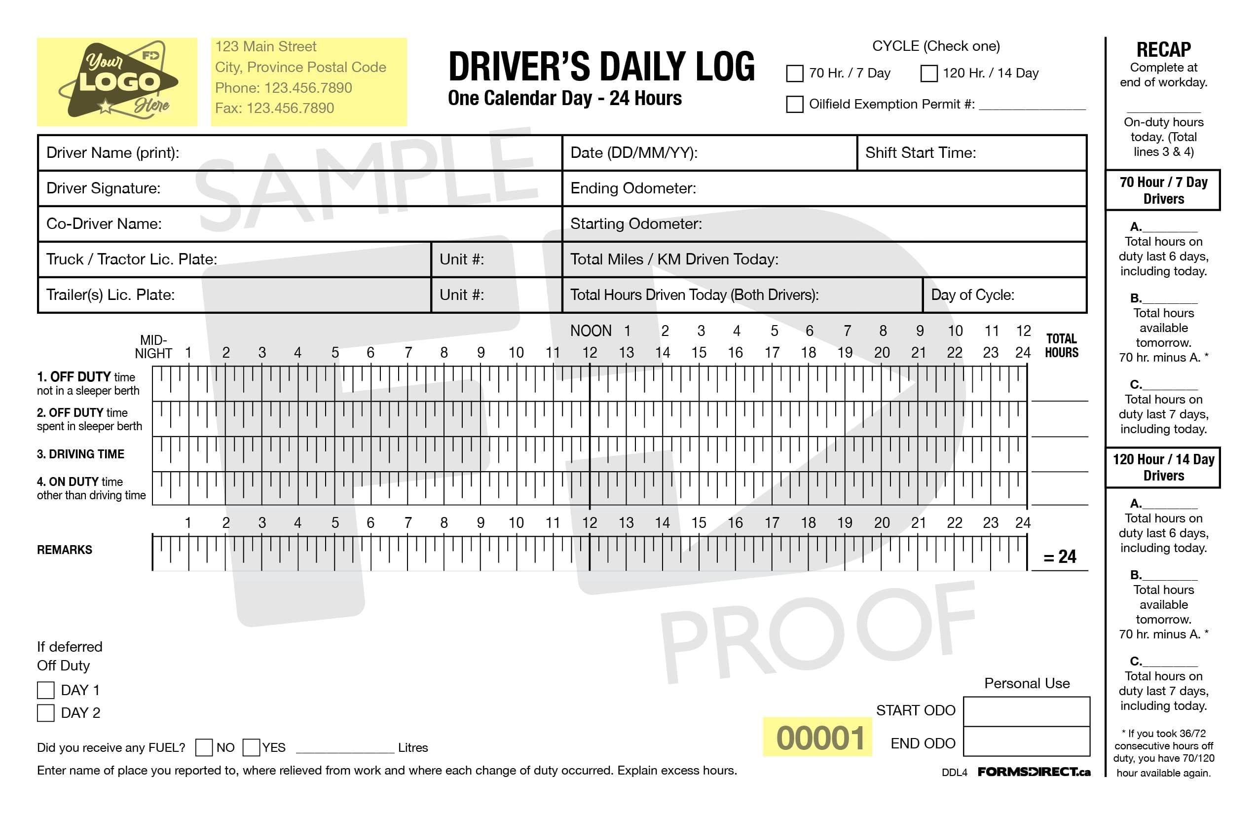 Driver's Daily Log | DDL4 Carbonless Form Template | Forms Direct