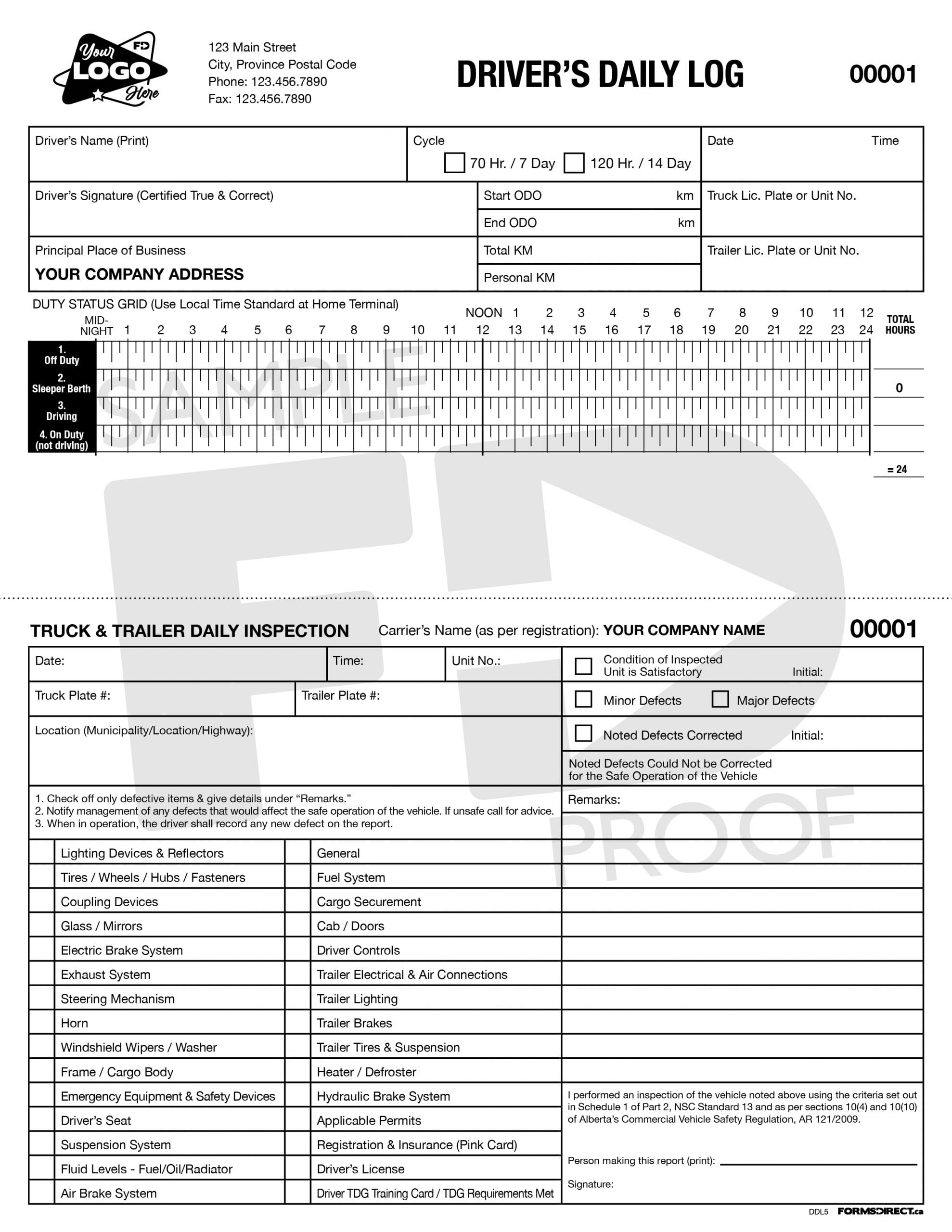 Driver's Daily Log | DDL5 NCR Custom Form Template | Forms Direct