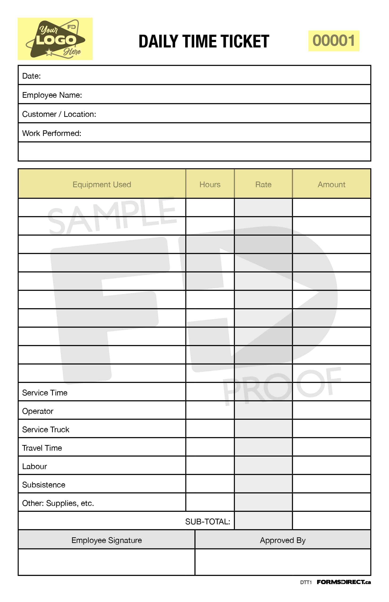 Daily Time Ticket | DTT1 Customizable Form Template | Forms Direct