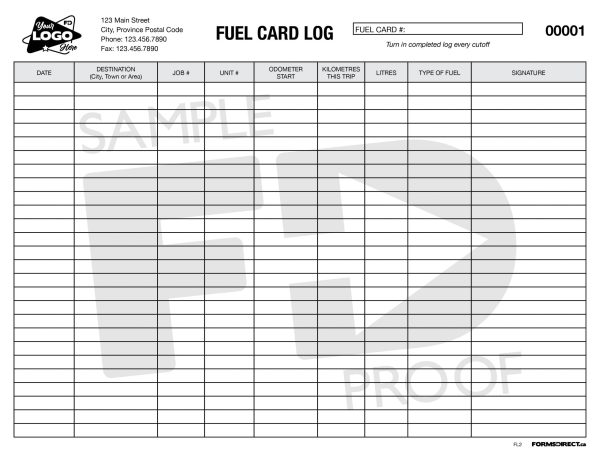 Fuel Log | FL2 Customizable Form Template | Forms Direct