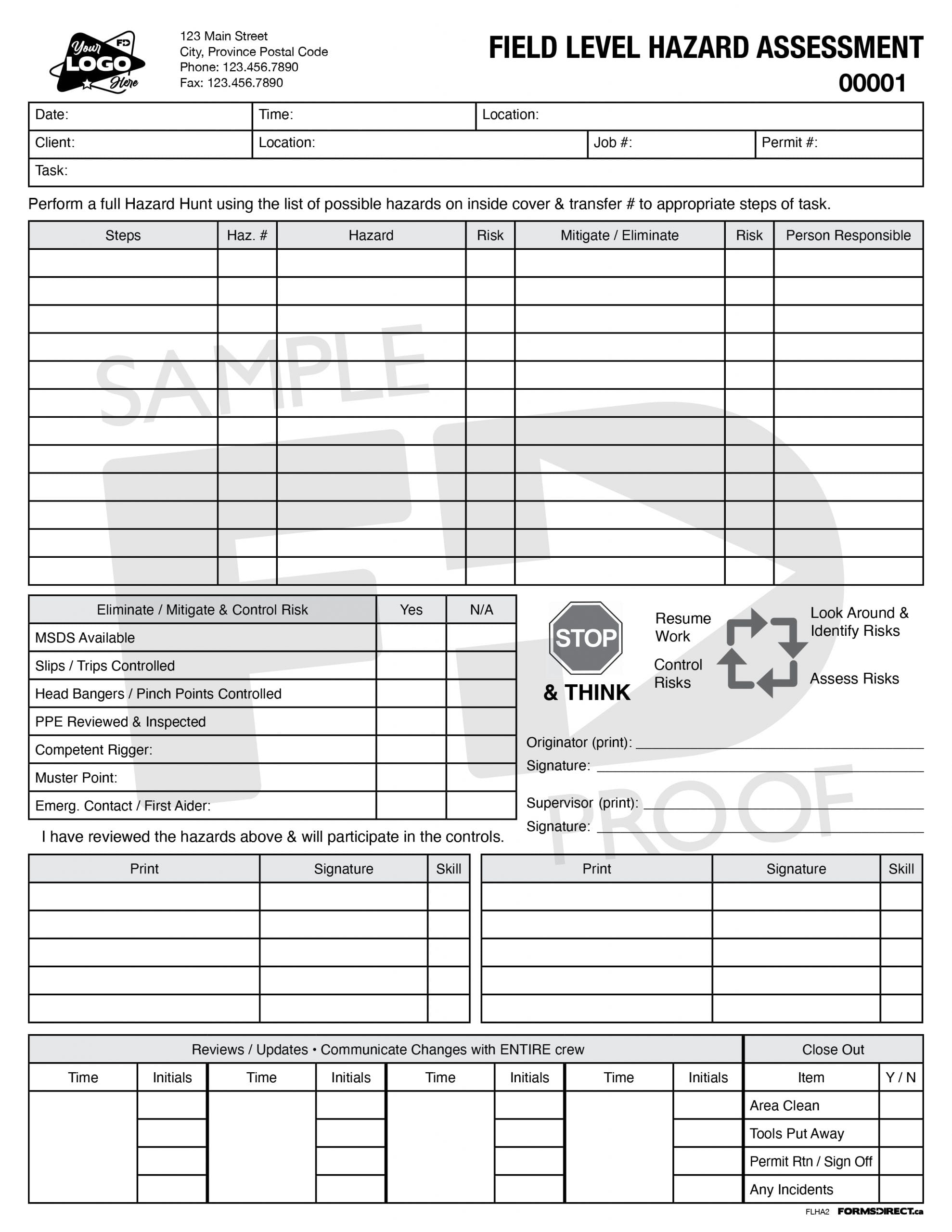 Field Level Hazard Assessment | FLHA2 Form Template | Forms Direct