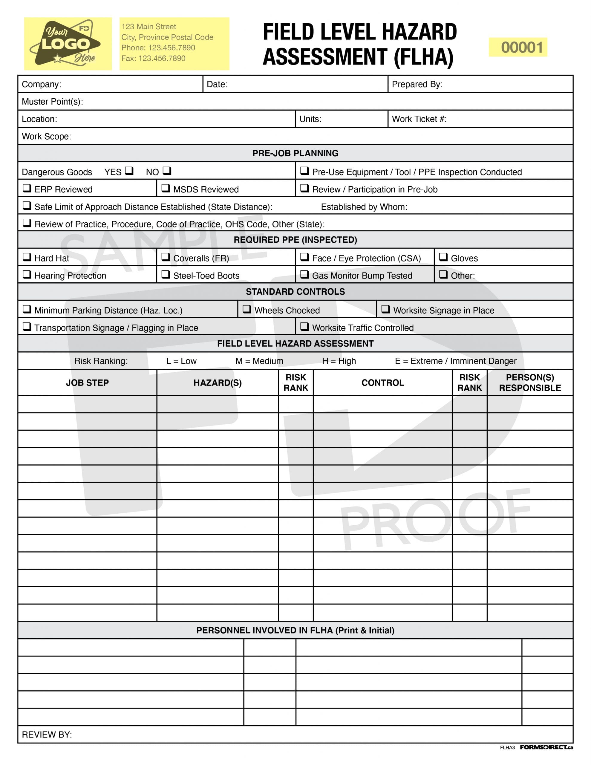 Field Level Hazard Assessment | FLHA3 Form Template | Forms Direct