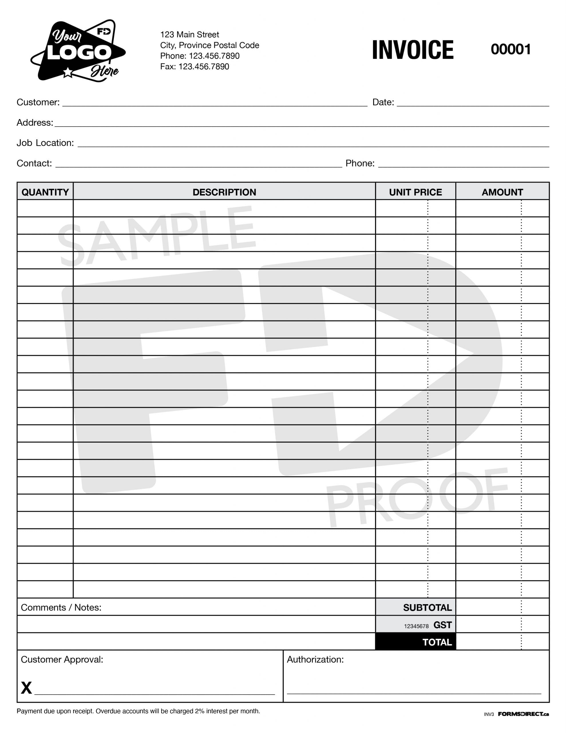 Invoice | INV3 NCR Custom Form Template | Forms Direct