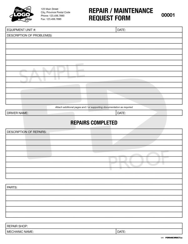 Repair / Maintenance Request | MR1 Form Template | Forms Direct