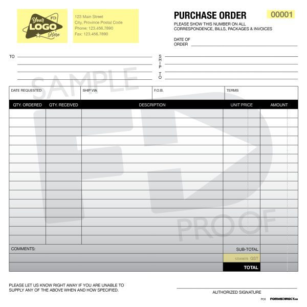Purchase Order | PO3 Customizable NCR Form Template | Forms Direct