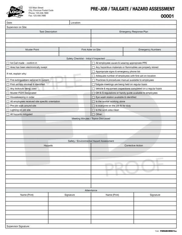 Field Level Hazard Assessment | FLHA1 Custom Form | Forms Direct