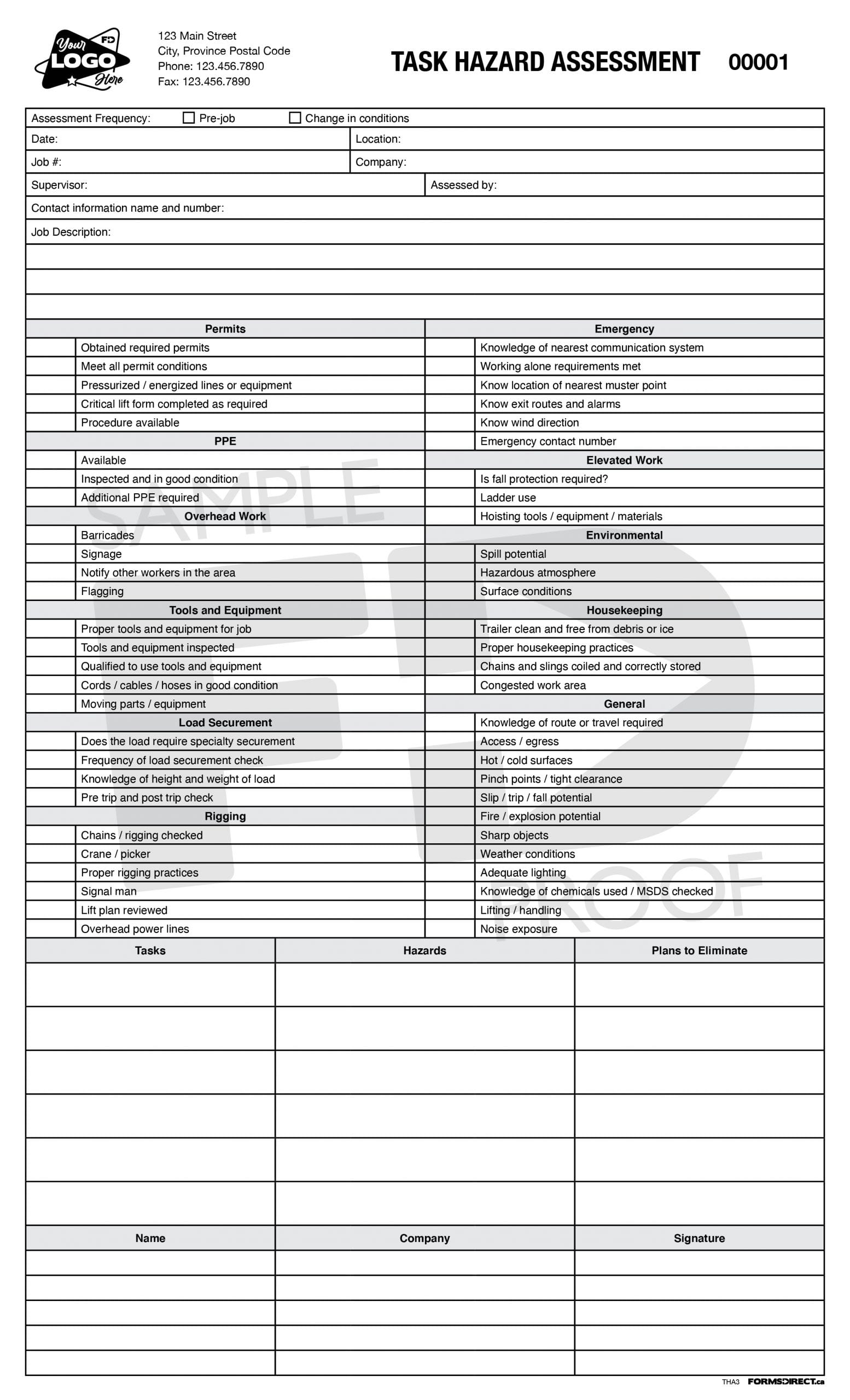 Field Level Hazard Assessment | FLHA1 Custom Form | Forms Direct
