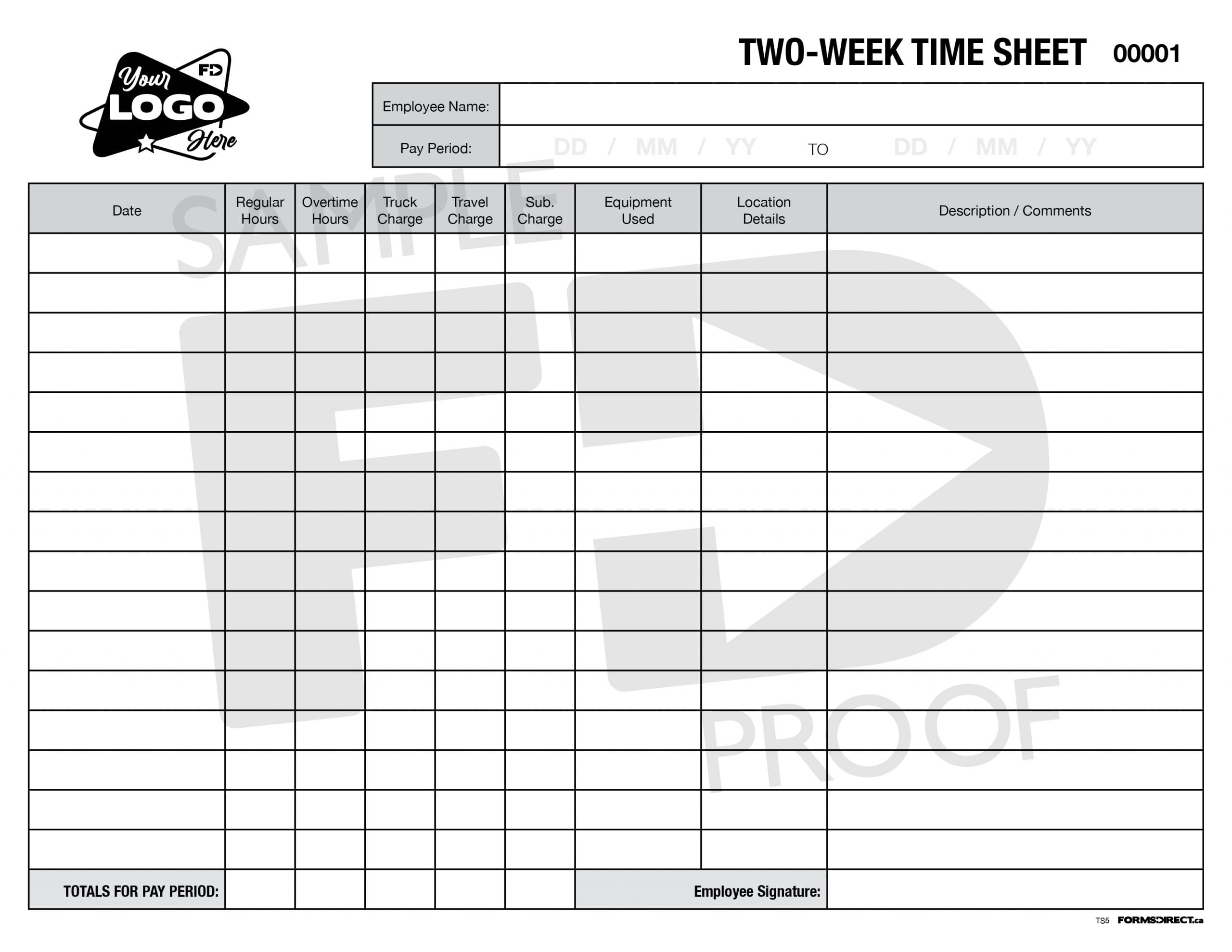 Two-Week Time Sheet | TS5 Customizable Template | Forms Direct