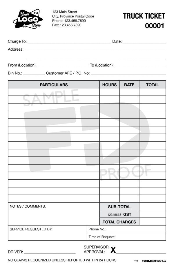 Truck Ticket | TT1 Customizable Form Template | Forms Direct