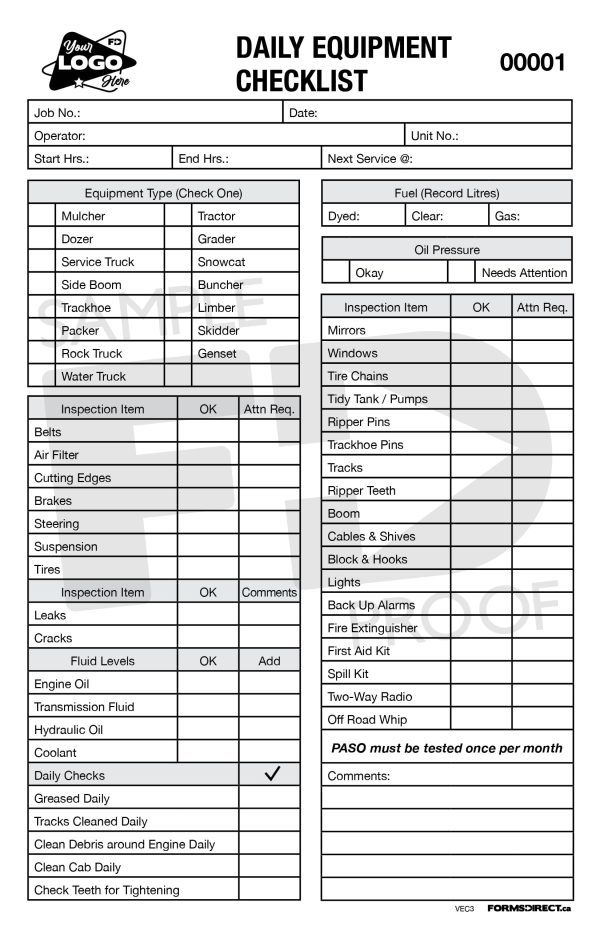 Daily Tool / Equipment Sign-Out Record | TSO2 Template | Forms Direct