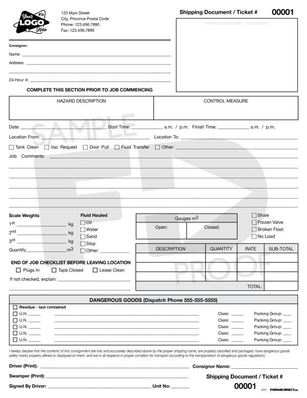 Vacuum Truck Ticket | VTT1 Customizable Form Template | Forms Direct