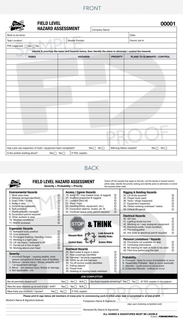 FLHA Card | FLHA4C Template | Forms Direct