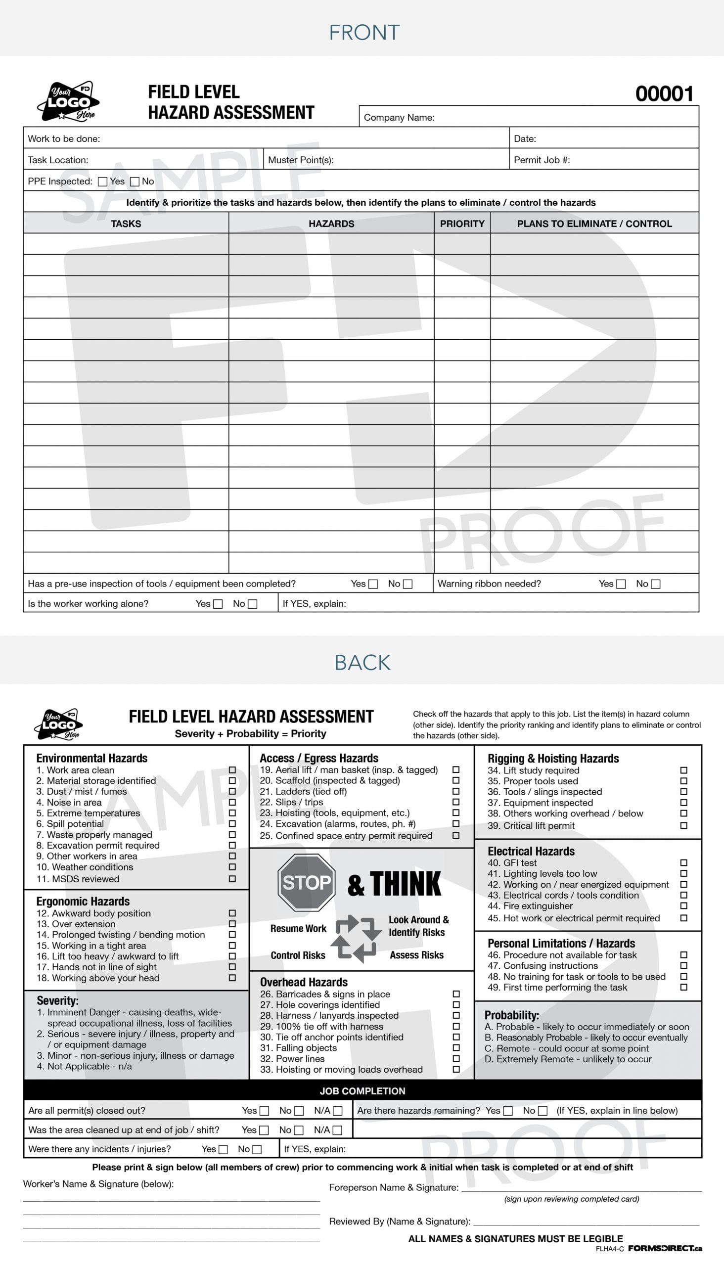 FLHA Card | FLHA4C Template | Forms Direct
