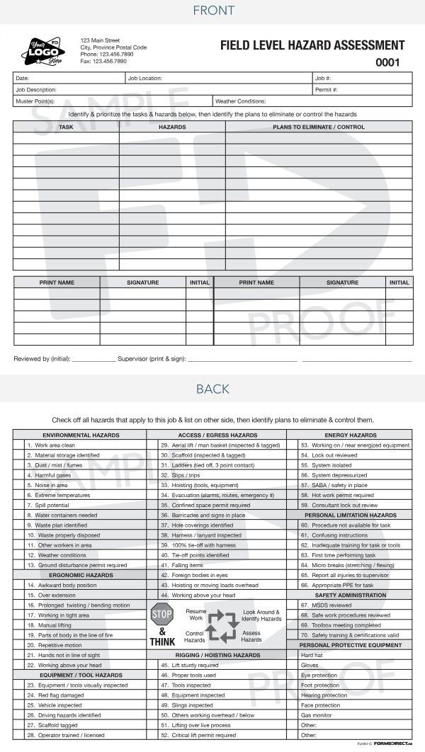 FLHA Card | FLHA1C Template | Forms Direct