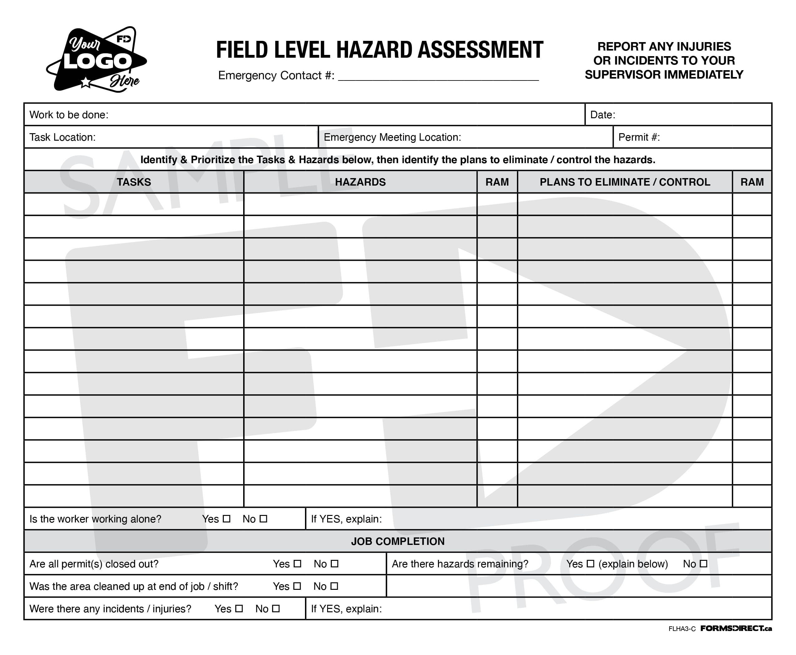 FLHA Card | FLHA3C Template | Forms Direct