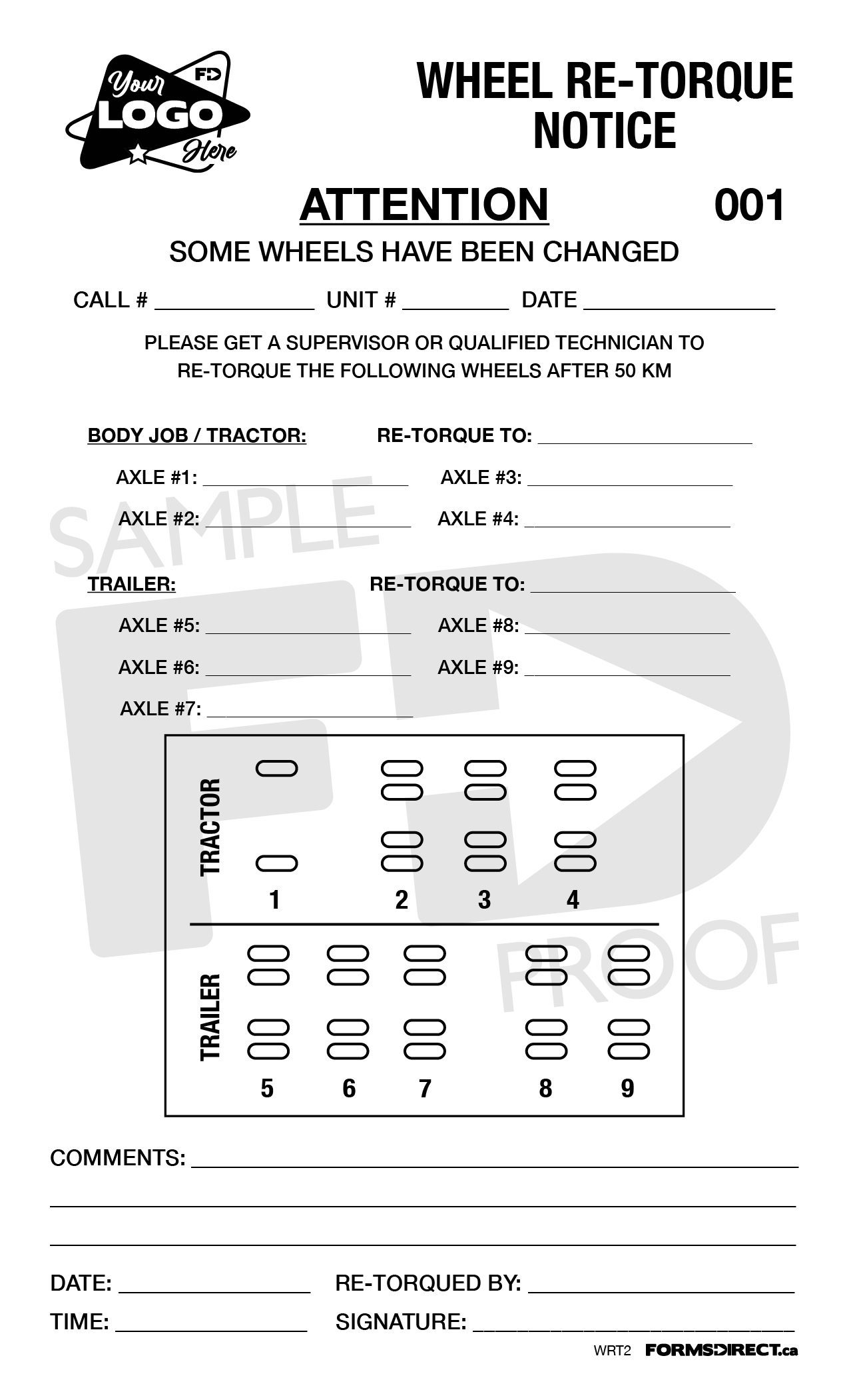 Wheel Re-Torque Notice | WRT2 | Forms Direct