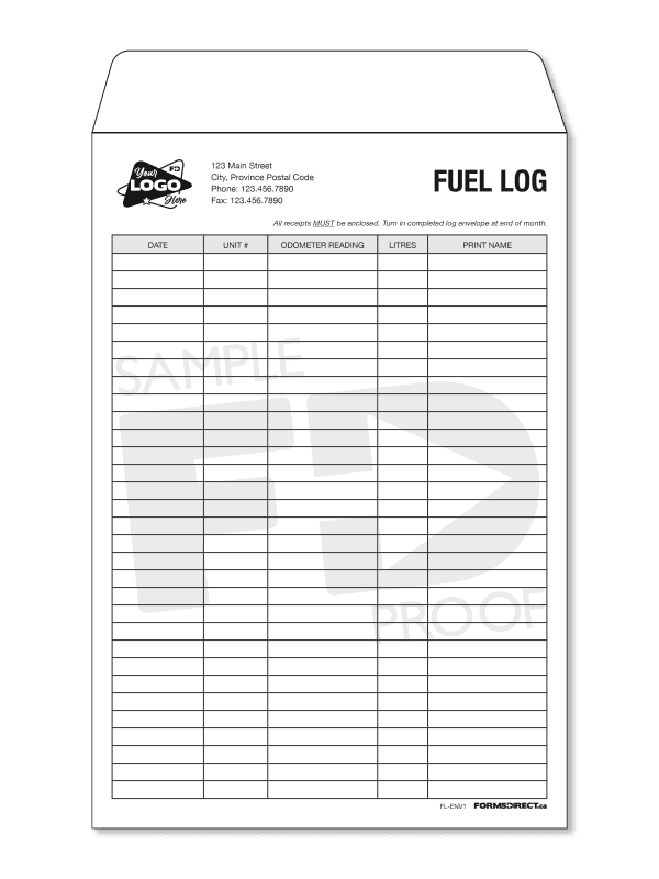Fuel Log Envelope | FL-ENV1 | Forms Direct