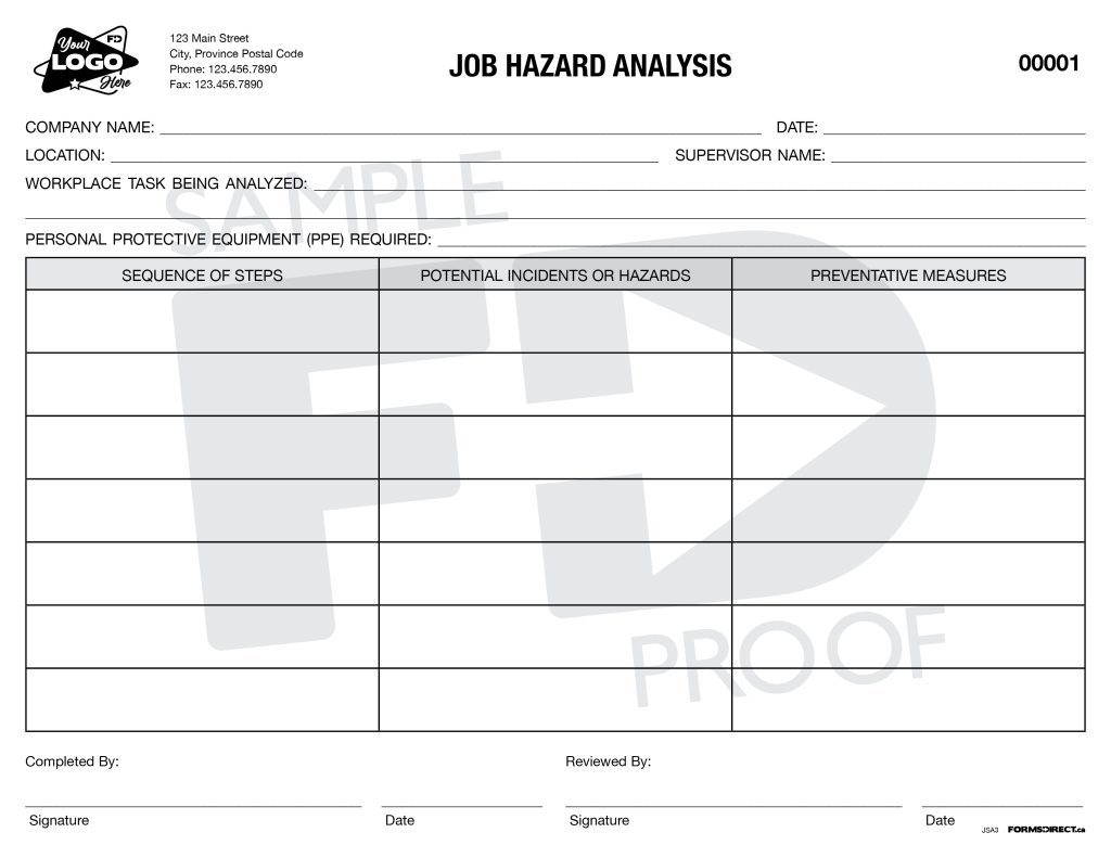 Job Hazard Analysis | JSA3 Custom Form Template | Forms Direct