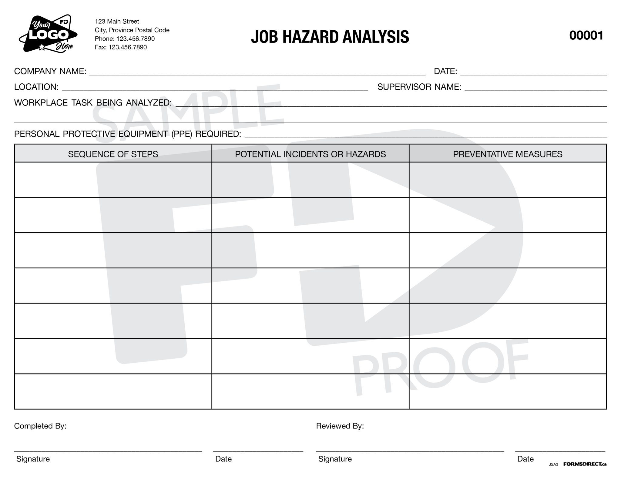 Job Hazard Analysis | JSA3 Custom Form Template | Forms Direct