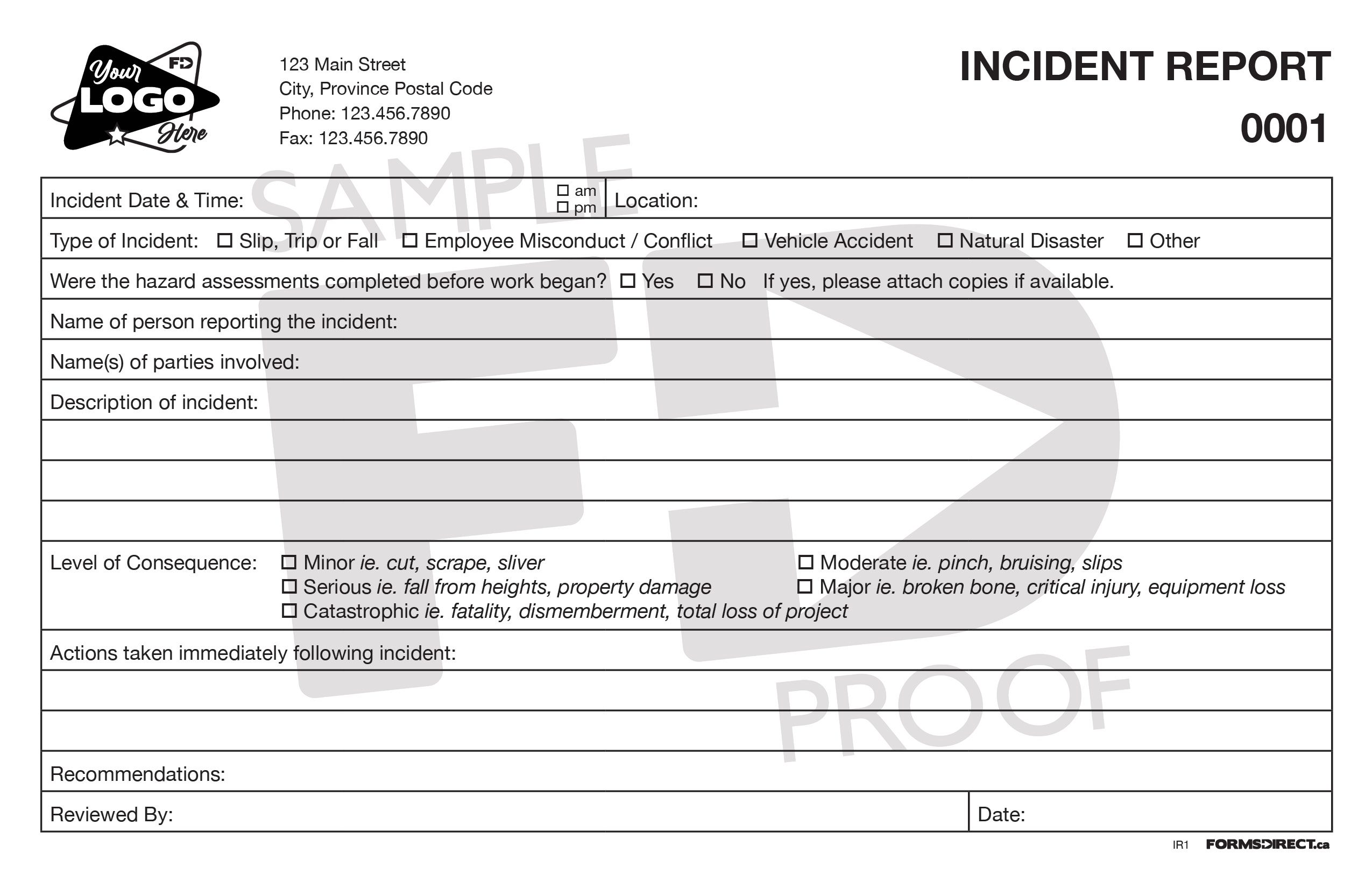 Incident Report | IR1 Form Template | Forms Direct
