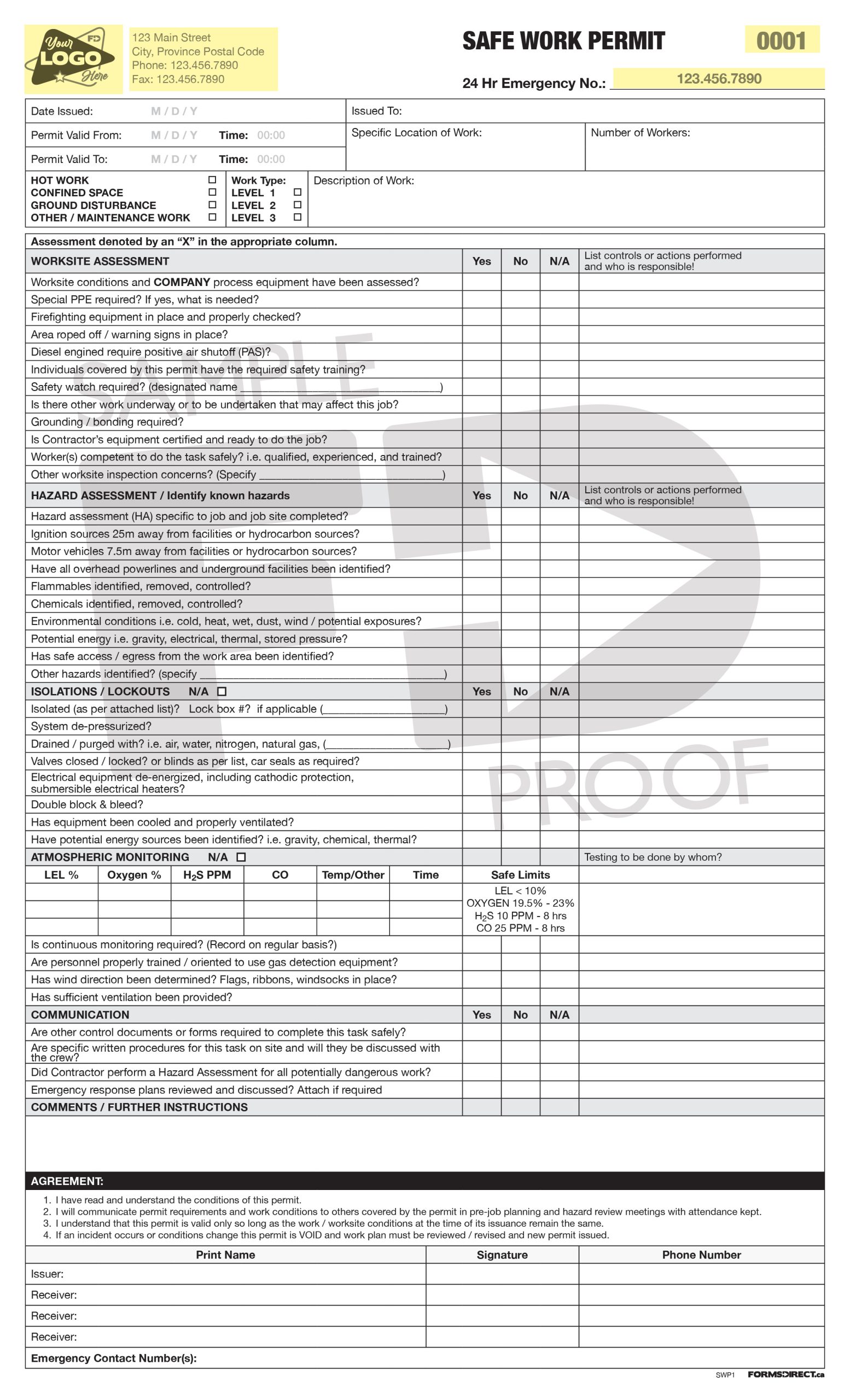 Safe Work Permit | SWP1 | Forms Direct