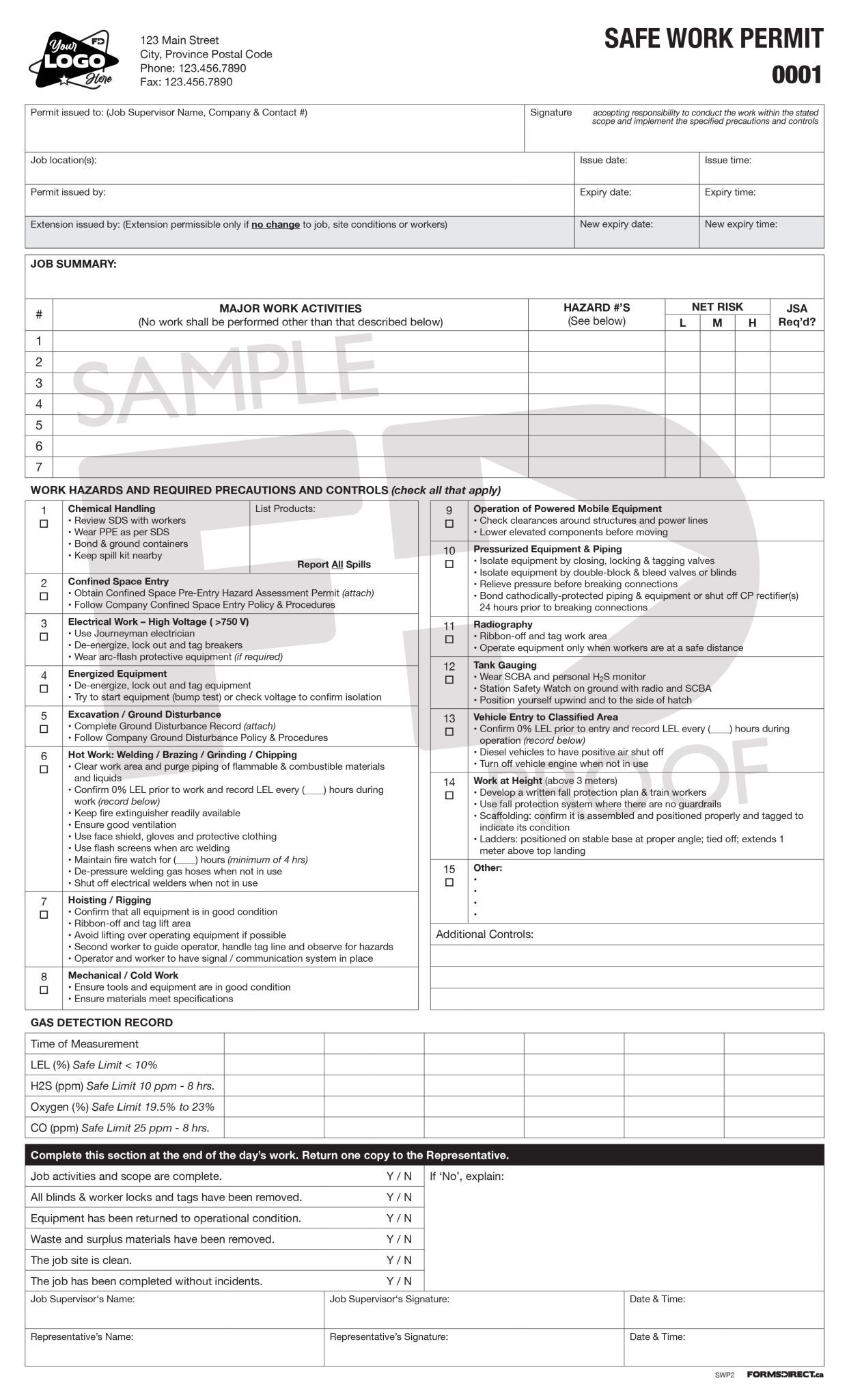 Safe Work Permit | SWP2 | Forms Direct