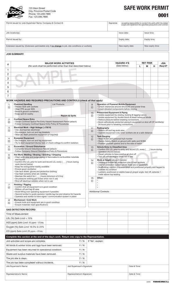 Safe Work Permit | SWP2 | Forms Direct