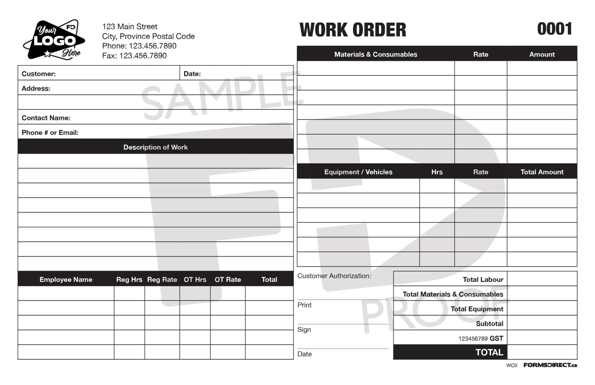 Work Order | WO3 Form Template | Forms Direct